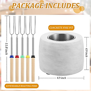 6 Pieces Tabletop Fire Pit Kit, Indoor Fire Pit Portable Smores Maker Table Top Fire Pit Bowl Tabletop Fire Bowls and 5 Pcs Marshmallow Roasting Sticks for Home Outdoor Indoor Patio Balcony Decor