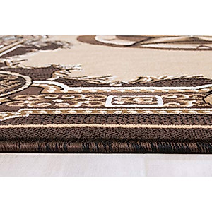 Allstar 8x10 Traditional Accent Rug in Berber with Chocolate Western Texas Star Design (8' x 10')