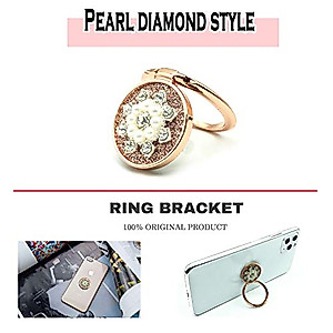 LGD 2 Pack Phone Finger Ring 360° Rotation Phone Grip : Snowflakes Pearl Diamond Style & Dermatoglyph Metal Ring Grip for Magnetic Car Mount Compatible with All Smartphone (Rose Goldfor)