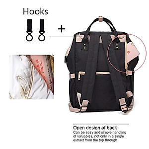 Kazila Diaper Bag Waterproof Travel Backpack Maternity Bag for Mom Dad, Black, Medium