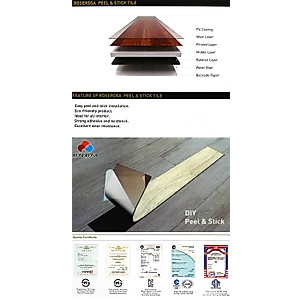 ROSEROSA Peel and Stick Engineered PVC Tiles Marble Granite Pattern Durable Vinyl Flooring (ECK-303 : Square 4 Tiles)