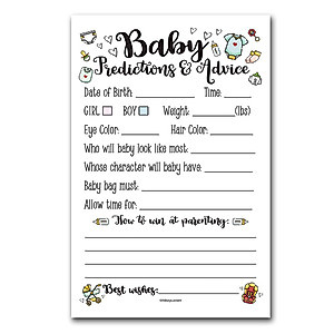 50 Baby Prediction and Advice Cards for Baby Shower | Parent in Training Stickers, Gender Neutral | Gender Reveal Shower Activity