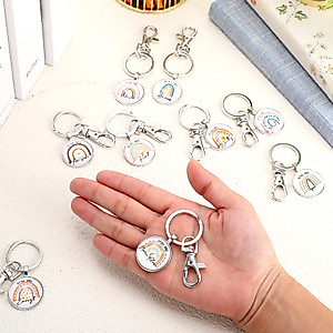 Roowest 20 Pcs Inspirational Gifts Rainbow Keychain Bulk Employee Appreciation Gifts Motivational Quote Key Ring for Women Team Nurse Coworkers