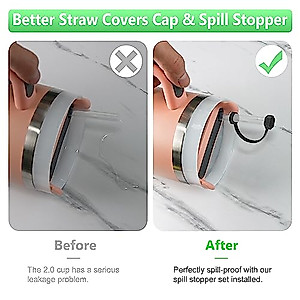 Silicone Spill Proof Stopper Set and Protective Boot for Stanley H2.0 40oz 30oz Tumbler,2 Tumbler Silicone Boot, 2 Straw Cover Cap, 4 Leak Sproof Stopper,Stanley Cup Accessories(Black)