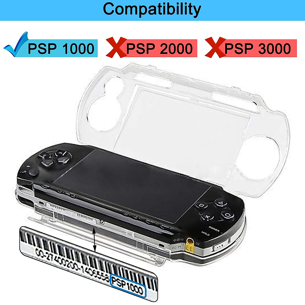 OSTENT Protector Clear Crystal Travel Carry Hard Cover Case Shell for Sony PSP 1000 Game Console