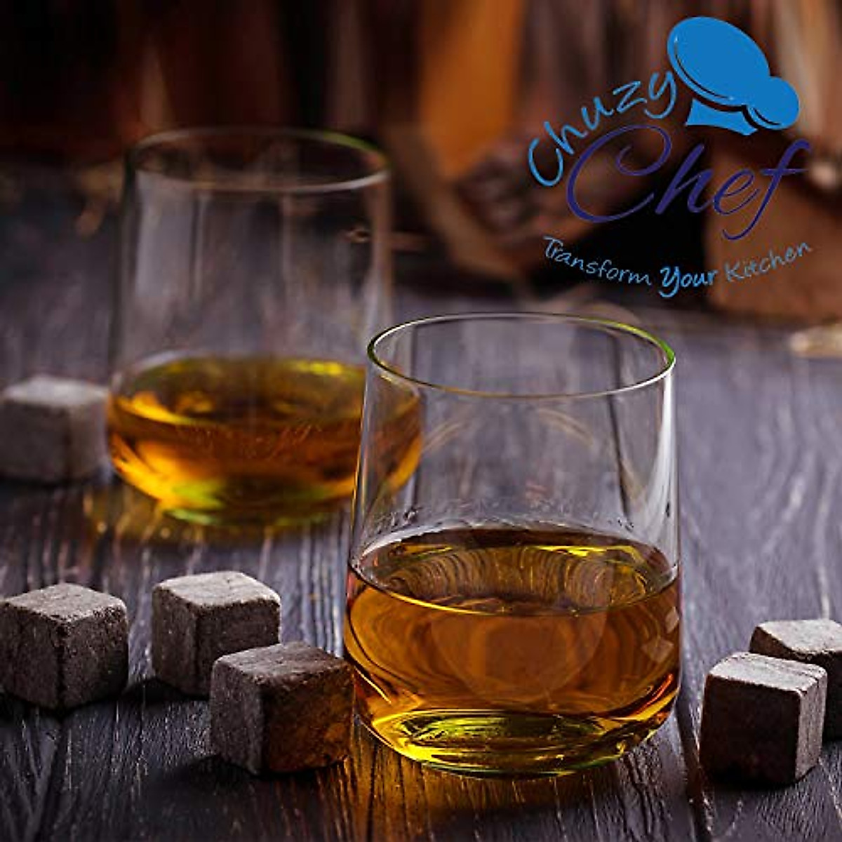 Whiskey Stones Chilling Ice Cubes - Set of 9 Whiskey Rocks Chilling Stones Reusable Whiskey Stone for Your Drinks with Velvet Gift Pouch Great Gift Idea