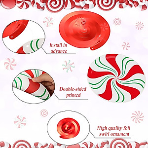 Funrous Christmas Peppermint Candy Hanging Decorations Christmas Candies Ceiling Hanging Swirls Xmas Party Ceiling Whirl Streamers for Home Winter Holiday Christmas Party (Red White Green)