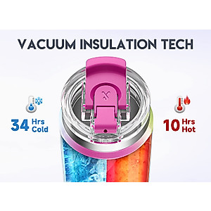 Meoky 40oz Tumbler with Handle, Stainless Steel Travel Mug with 2-in-1 Straw and Sip Lid, Vacuum Insulated Coffee Mug, 100% Leak Proof, Keeps Cold for 34 Hours or Hot for 10 Hours (Carnival)