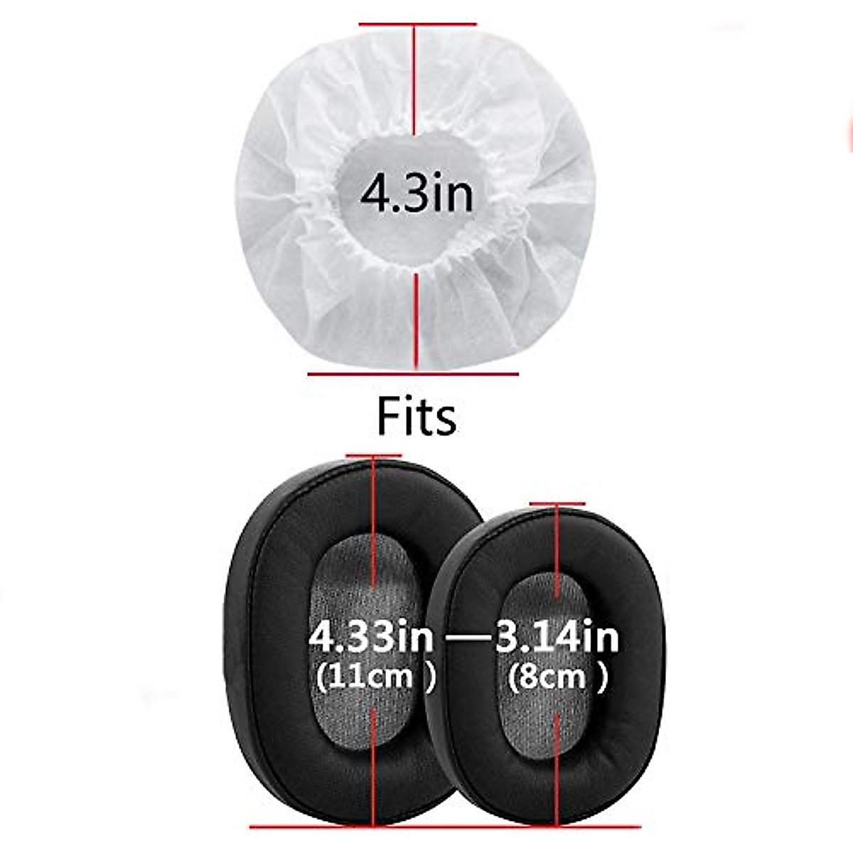 JYHF Disposable Sanitary Headphone Covers, Earpad Cover Ups for Headset Protector, Non-Woven Hygienic Sweat-Proof Stretchable White Ear Cover (200Pcs，4.3”)