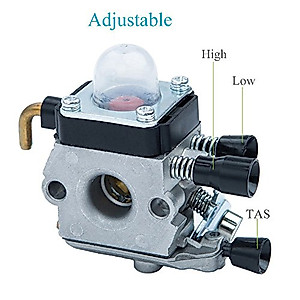 HOODELL Adjustable FS55 Carburetor, Easy-Start FS 55 Carb with Rebuild Kit, Premium FS55R FS45 Carburetor for ZAMA STIHL String Hedge Trimmer Weed Eater Parts with Fuel Line Kit