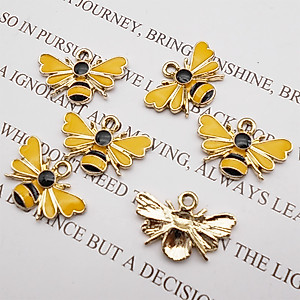 WAY DENG 24 pcs Metal Alloy Gold Bee Charm Enamel Bumblebee Yellow Honeybee Pendant Earring Bracelet DIY Jewelry Making Crafts 0.9 by 0.6 inches