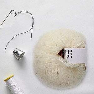 Popular Multi Color Soft Mohair Fiber Long Angora Wool Hand Knitting Yarn Roving for Weave Scarves (White)