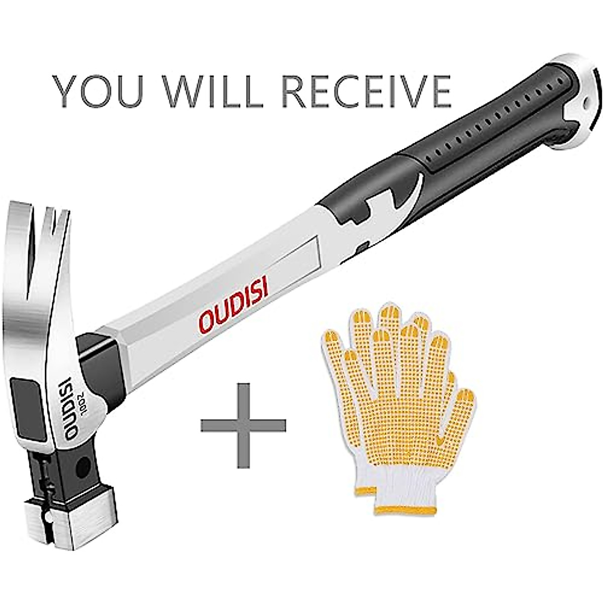 OUDISI Claw Hammer, Frame Hammer With Magnetic Nail Remover is Forged From High Carbon Steel, Rust-Resistant, Impact-Resistant, High-Hardness Hammer TX-A1
