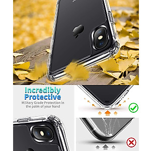 AEDILYS iPhone Xs Max Case,[Airbag Series] with [2 x Tempered Glass Screen Protector] [Military Grade]|15Ft. Drop Tested [Scratch-Resistant]|Wireless Charging | for Apple iPhone Xs Max 5.5 Inc- Clear