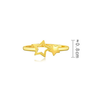CHOW SANG SANG 999.9 24K Solid Gold Price-by-Weight 2.43g Gold Starry Ring for Women 90219R | Size: Adjustable (15-17MM)
