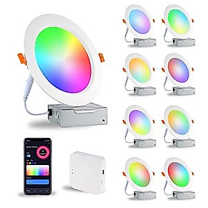 BANWEY Smart Recessed Lighting 6 Inch,WiFi Color Changing LED Recessed Lights,15W 1100 Lumen Smart Remote Downlight with Junction Box, Compatible with Alexa/Google Assistant/Siri (8PACK)