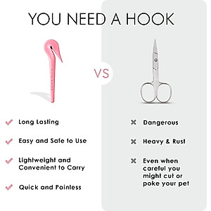 THE PONY PICK Elastic Rubber Bands Cutter for Hair - Elastic Hair Band Remover - Pain Free - Easy Removal - 3 Pack of Pink Pony Picks & 50 Colored Hair Elastics