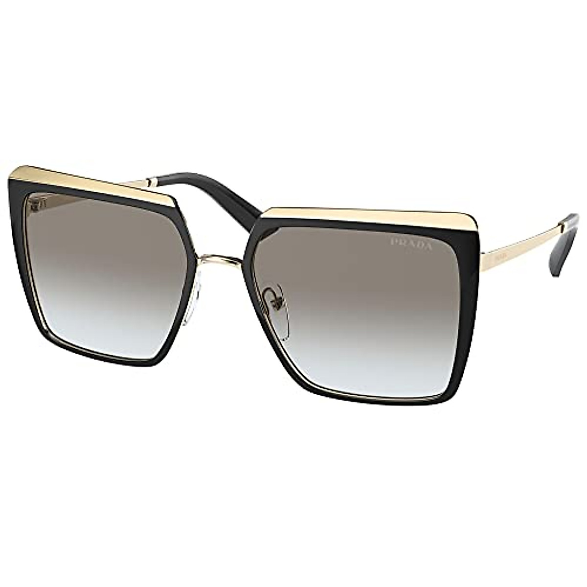 Prada PR 58WS AAV0A7 Black Pale Gold Metal Square Sunglasses Grey Gradient Lens