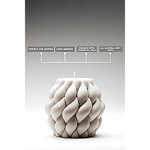 LAWA Knot Ball Candle - Handmade Twisted Scented Soy Wax Candle Elegant Aesthetic Candle Housewarming Gift Home Decor Idea White