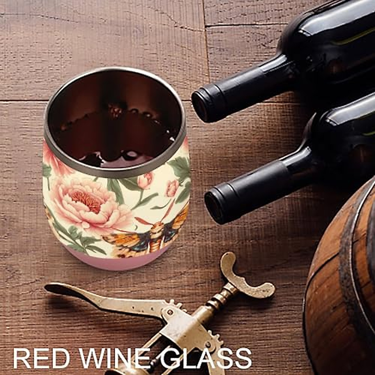 Death's Head Hawk Moth Insulated Tumbler with Lid Stainless Steel Coffee Mug Cute Wine Tea Water Cup Pink-style