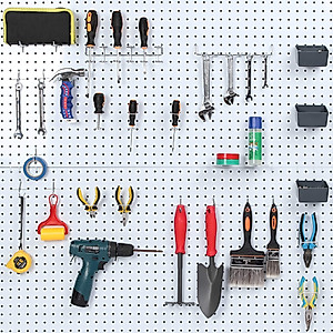FRIMOONY Pegboard Hooks Assortment with Pegboard Bins, Peg Locks, for Organizing Various Tools, 80 Piece