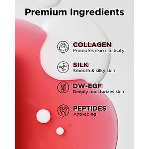 EASYDEW EGF 55% Collagen Silkream Ampoule- Korean Facial Serum for Firmness & Elasticity with Peptides, Amino Acids - Day & Night Anti Aging Silky Smooth Skincare, 1.86oz.