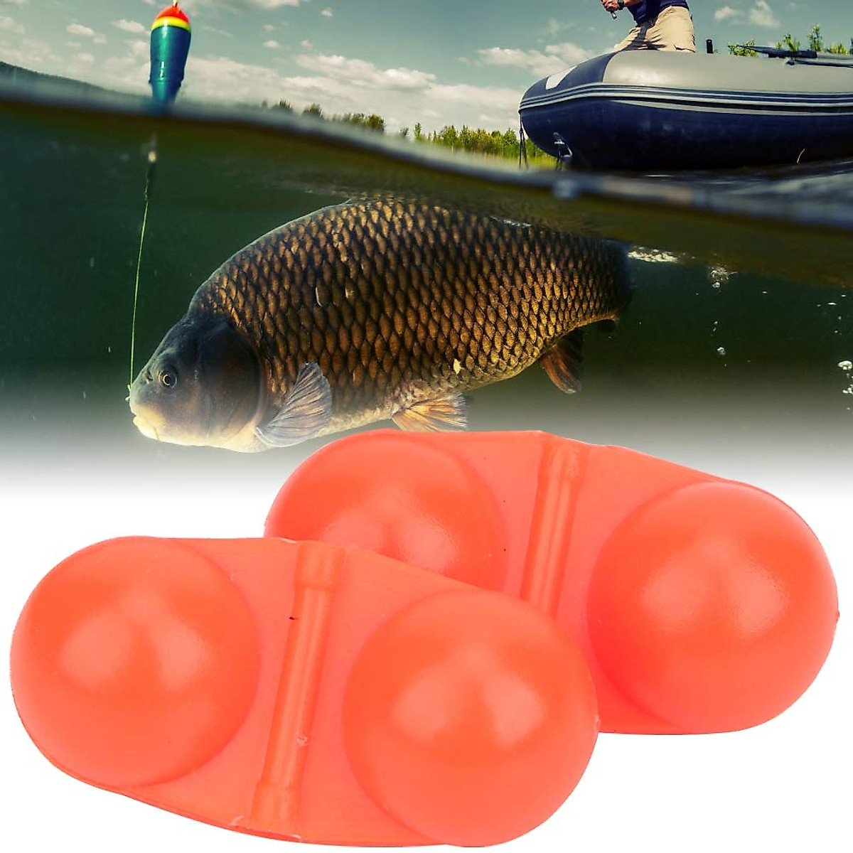 Health Gear Catfish Rattles, 40Pcs ABS Sea Fishing Double Rattles Catfishing Tackle, Peg Floats Catfishing Accessories for Luring Fish(red)