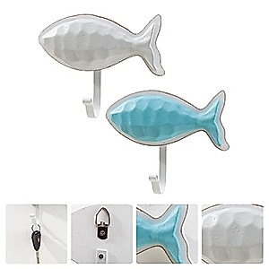 HEALLILY Coat Hanger Hooks 2pcs Fish Wall Hooks for Hanging Sea Wall Hooks Nautical Hook Rustic Wall Hanger Coat Towel Hook Beach Coastal Wall Decorations Ornament Wall Coat Hooks