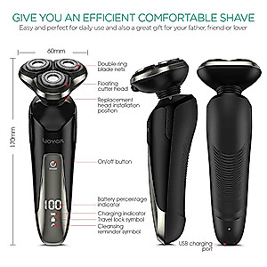 VOYOR Electric Razor for Men Cordless Shavers for Shaving with face sideburn Nose Ear Hair ​Rechargeable Wet Dry Waterproof TX410 New (New Version)