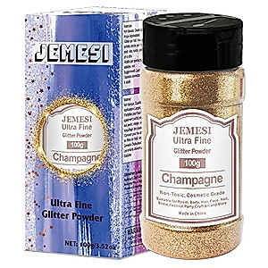 Champagne Ultra Fine Glitter Powder, 100g/3.52oz Extra Fine Epoxy Glitter Flakes Crafts Sequins 1/170'' 0.0059'' 0.15mm for Resin Arts Crafts, Body, Face, Nail, Tumblers Slime and Festival Decoration