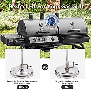 Criditpid Grill Thermometer Temperature Gauge Replacement Parts for Chargriller 5050, 5650, Charbroil 463251414, 463250212, Temp Gauge Heat Indicator Compatible for Jenn-Air 720-0336, 720-0163.