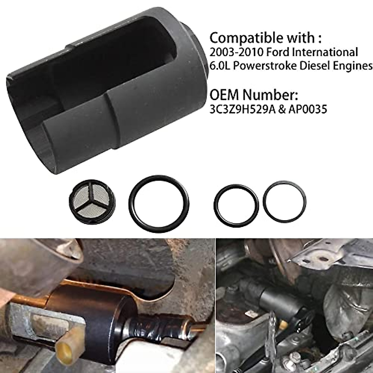 Injector Pressure Regulator Valve Socket Removal Tool and Seal Kit 6.0 IPR Valve Socket with Seal Kit Compatible with 2003-2010 Ford 6.0L Powerstroke Excursion F250 F350 F450 F550 E350 E450
