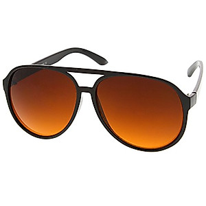 zeroUV Retro Large Blue Blocking Lens Aviator Sunglasses 60mm (Black/Orange Gradient)