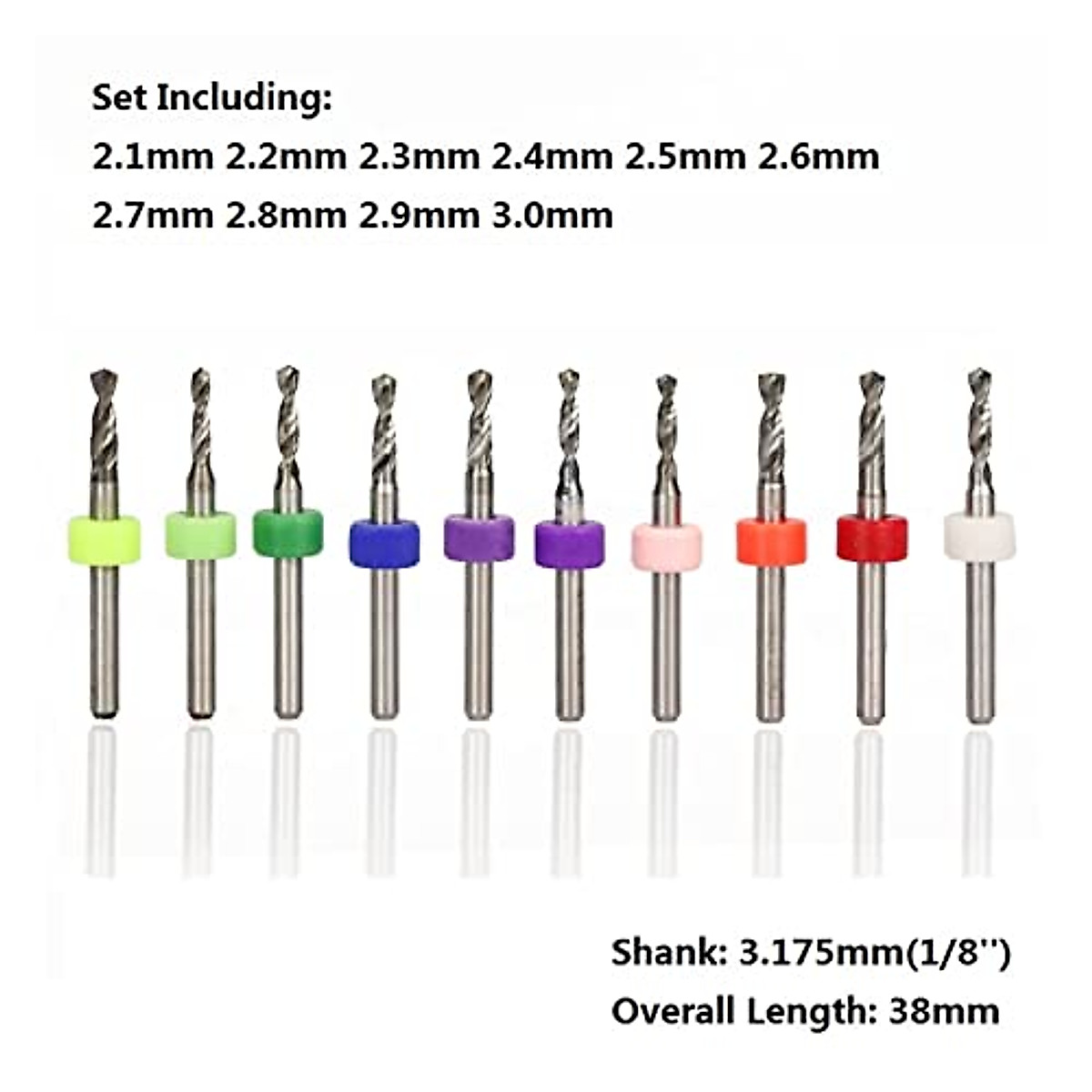 VIEUE Drill Bits PCB Drill Bits 10pcs 2.1-3.0mm 1/8" Shank Tungsten Carbide Gun Drill for PCB Printed Circuit Board Drilling Tools (Color : PCB2.65 10PCS)