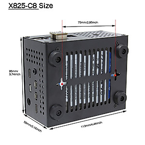 Geekworm X825-C8 (X825 V2.0) Metal Case+Power Switch+Cooling Fan Support X825 V2.0 2.5 inch SATA SSD/HDD Shield & Raspberry Pi 4 Model B & X735 Only(Not Include RPi4&X825 V2.0&X735&PSU&SSD&TF Card)