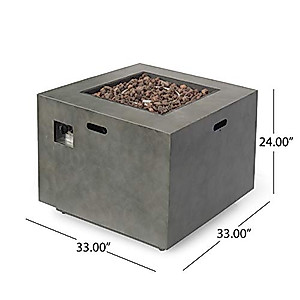 Florence Outdoor 33-Inch Square Fire Pit, Concrete