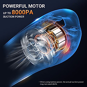 ENGINDOT Car Vacuum Cleaner, 8Kpa High Power Handheld Vacuum, 30 Mins Runtime 12V Cordless Car Vacuum, 2-Way Powered, Accessories Kit for Car Interior and Home Cleaning