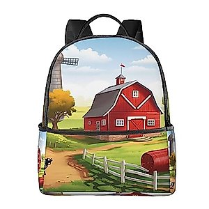 BAFAFA Cartoon Red Farm Printed Travel Backpack Business Work Bag Computer Bag Outdoor Sports Rucksack