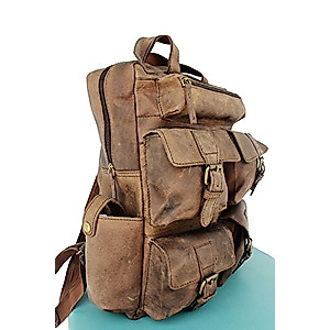 Art On Leather Genuine Leather Backpack For Women And Men - Buffalo Vintage Leather Backpack And Leather Laptop Backpack - Leather School Backpack With Laptop Sleeve And Vintage Leather Travel Bag