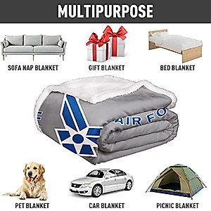 HommomH Air Force Sherpa Blanket 60"x 80" US Air Force Blankets Super Soft Fuzzy Thick Warm Fleece Throw for Man Bed Couch