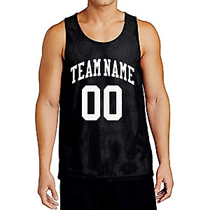Custom Reversible Basketball Jersey - Front and Back (Adult X-Large, Black)