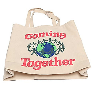 Altru THE WORLD COMING TOGETHER natural canvas graphic tote bag