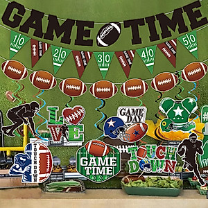 Football Party Decorations 2024 Football Game Time Touch Down Banner Football Banner with Football Party Hanging Decorations Football Party Supplies