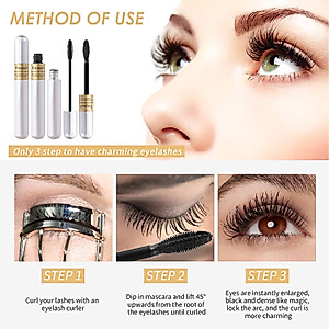 AKARY Mascara Waterproof & Smudge-Proof - 2-1 Long-Lasting Mascara Black Volumizing and Lengthening for Eye Makeup, Liquid Lash Extensions Mascara for a Full Fan Effect, No Clumping, Curling Eyelashes, Vegan & Cruelty-Free, 02 Brown