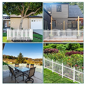 Coarbor 1 Set 84"x36" Vinyl Picket Fence Panel White PVC Garden Decorative Fence for Yard Border Outdoor Patio Pet Barrier Temporary Small Dog Fence(20 Pickets, Scallop)