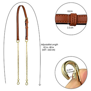 Allzedream Leather Chain Strap Replacement Purse Crossbody Bag Handbag Adjustable (Brown)