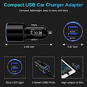 USB Car Charger, 2Pack 4.8A Fast Charging Dual Port USB Cigarette Lighter Adapter for iPhone 14 13 12 11 Pro Max SE XR X 8 7 6, iPad, Samsung Galaxy S22 S21 S20 S10 S9 S8 S7 A10E A51,Android,Kindle