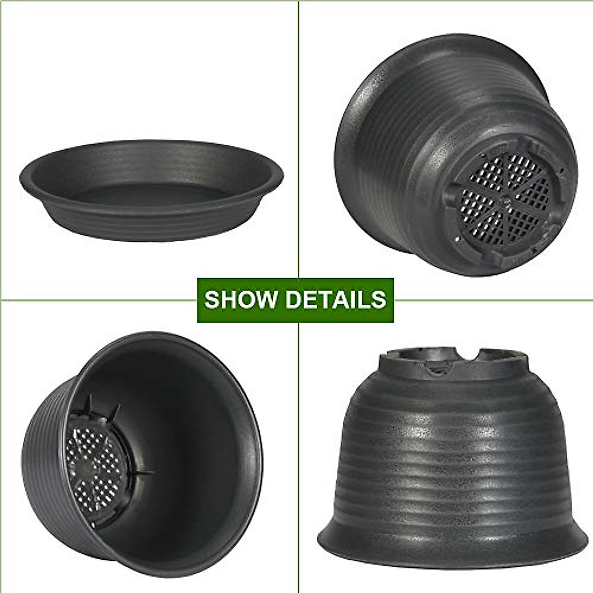ZOUTOG 𝟏𝟓 𝑷𝒂𝒄𝒌 𝑷𝒍𝒂𝒏𝒕 𝑷𝒐𝒕𝒔, 6 inches Plastic Planters with Drainage Hole and Tray, Plants Not Included
