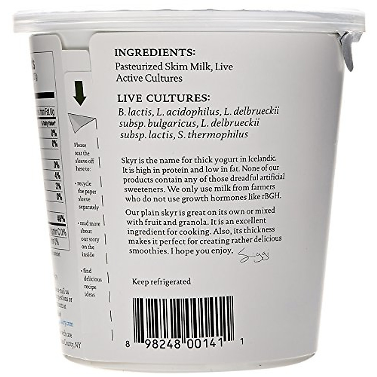 siggi's® Icelandic Strained Nonfat Yogurt, Plain, 24 oz. Multiserving Container – Thick, Protein-Rich Yogurt Snack