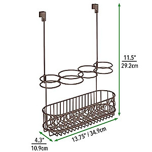 mDesign Bathroom Over the Cabinet Door Hair Care & Styling Tool Organizer Storage Basket for Hair Dryer, Flat Iron, Curling Wand, Hair Straighteners, Brushes - Bronze